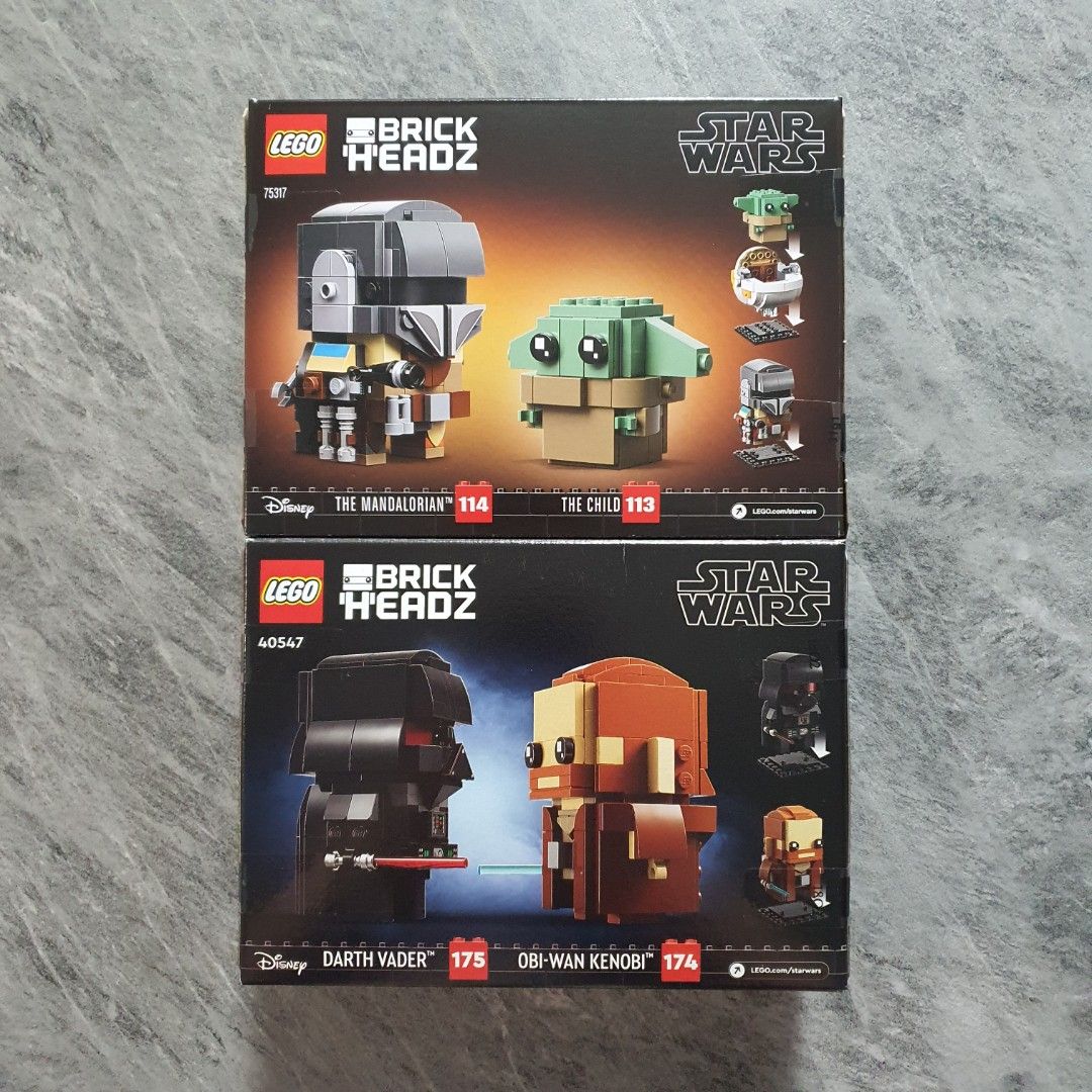 Lego 75317 & 40547 Brickheadz Mandalorian and the Child Obi-Wan Kenobi ...
