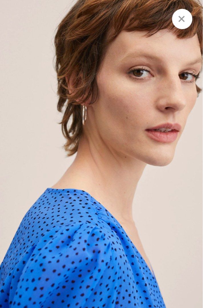 Mango mina blouse in royal blue, Women's Fashion, Tops, Blouses on ...