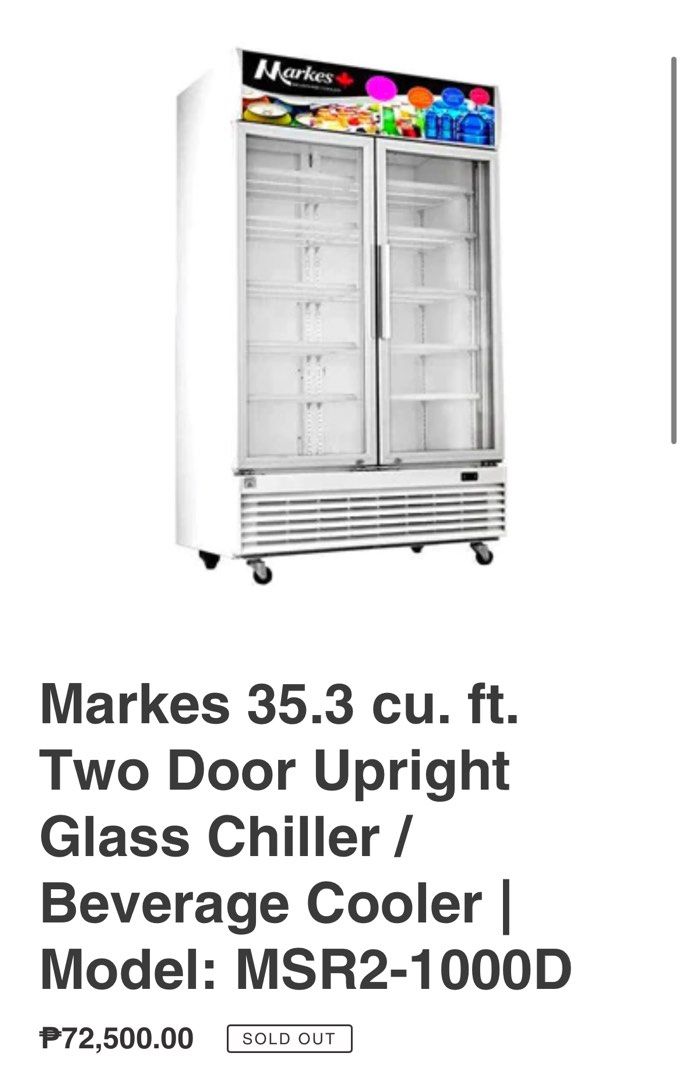 Markes 35.3 cu. ft. Two Door Upright Glass Chiller / Beverage Cooler ...
