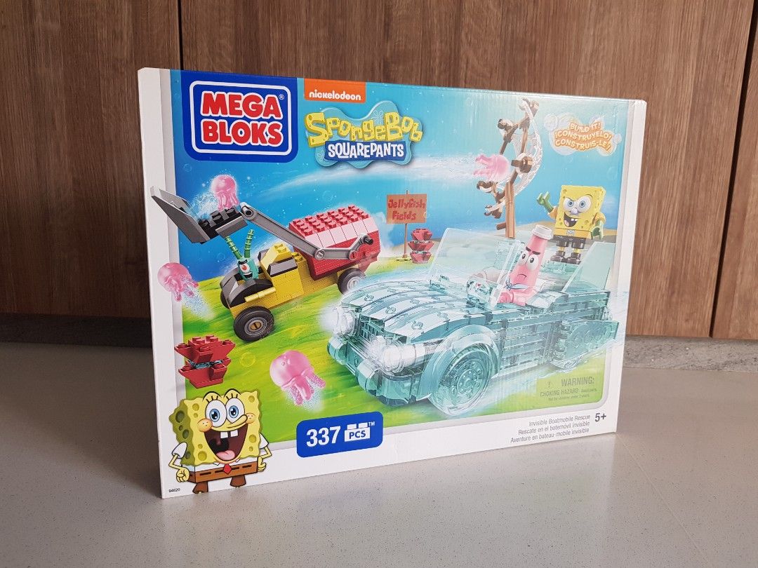 MEGA BLOKS SPONGEBOB SQUAREPANTS INVISIBLE BOATMOBILE RESCUE 337 PCS ...