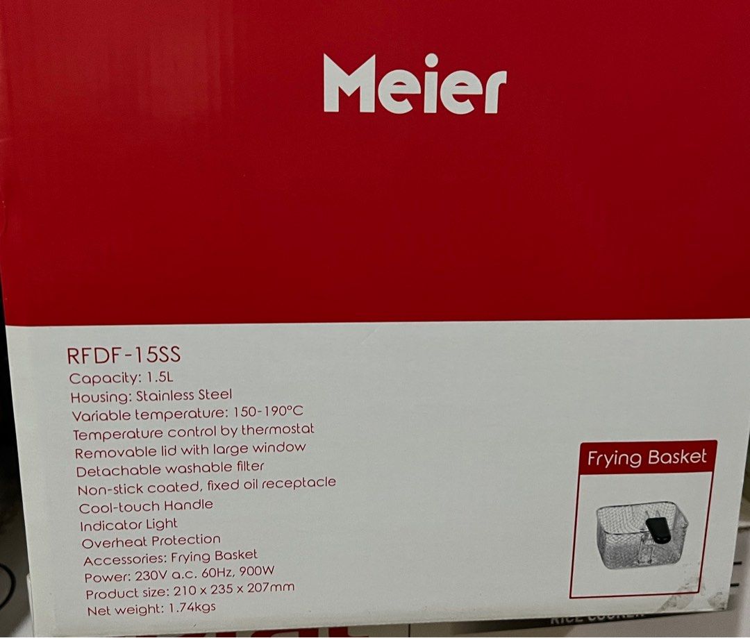 Meier Deep Fryer RFDF 15SS, Furniture & Home Living, Kitchenware ...
