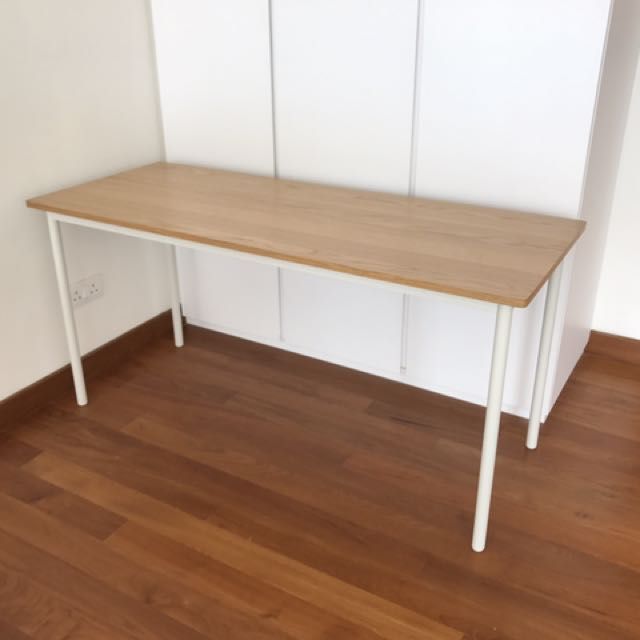 MUJI Scandinavian Minimalist wooden oak desk table white powder coated ...