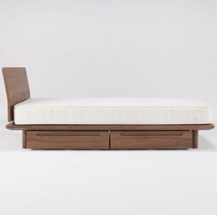 Muji Walnut Double Queen Size Bed Frame, Drawer Set, Head Board, Wooden ...
