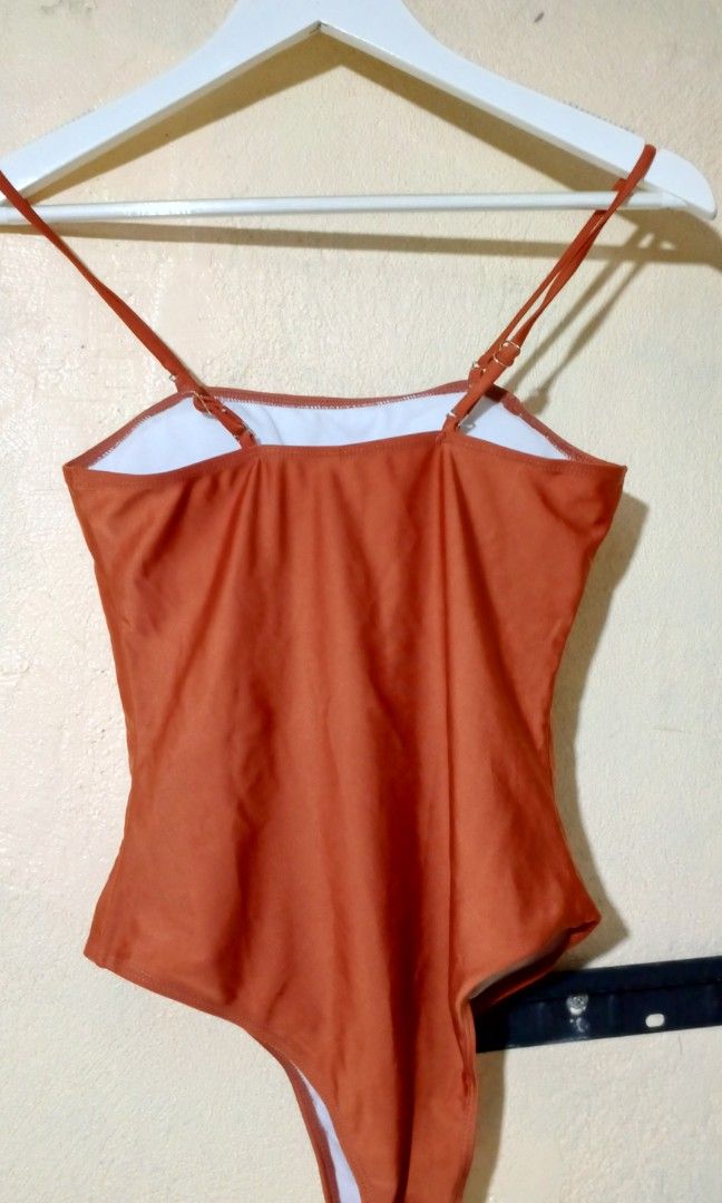 Padded Rust One Piece Swimsuit, Women's Fashion, Swimwear, Bikinis ...