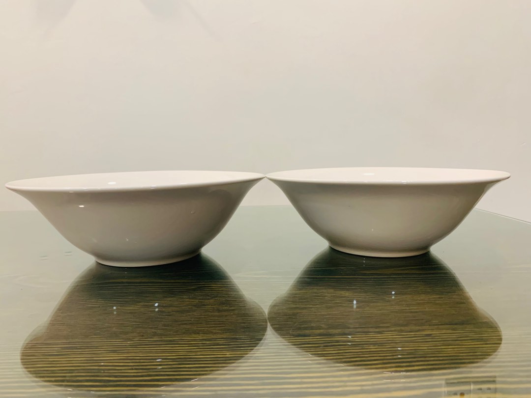 Plain White Deep Bowls (a pair), Furniture & Home Living, Kitchenware ...