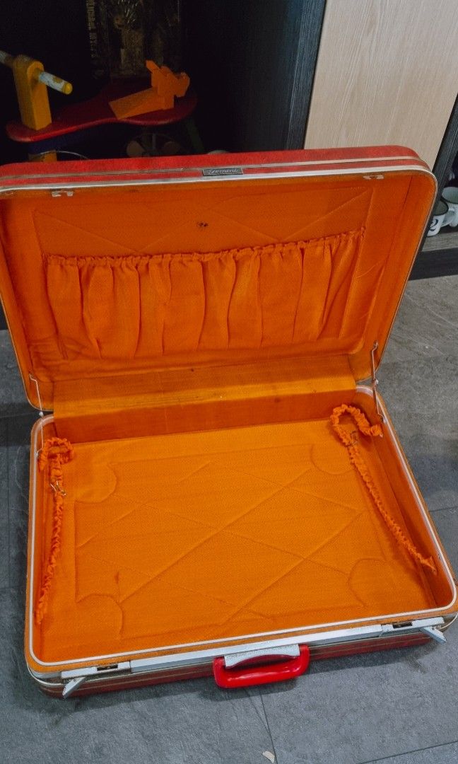 Red Retro Suitcase, Hobbies & Toys, Memorabilia & Collectibles, Vintage ...