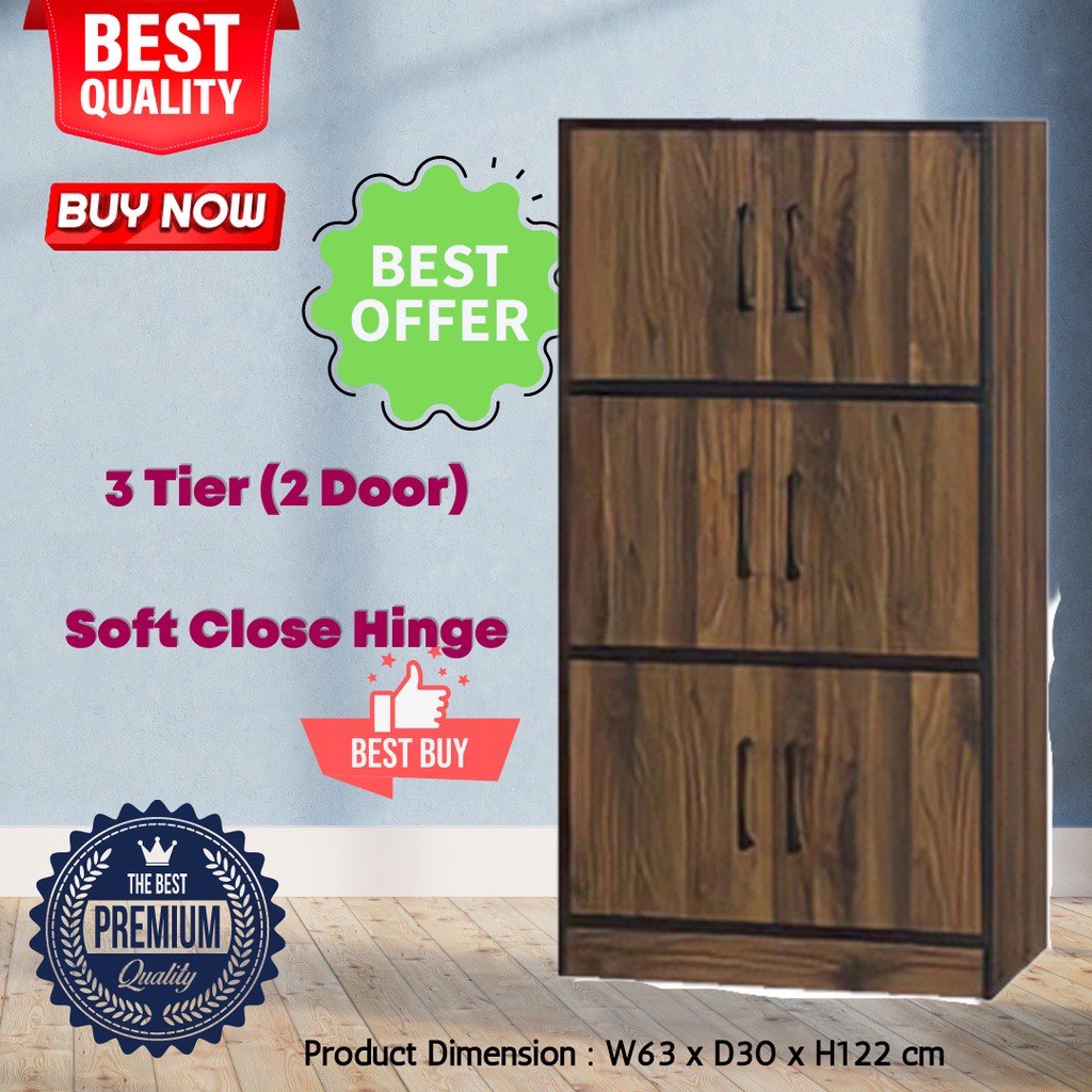 ROAM 3 Tier File Cabinet Wooden Storage Cabinet With Door Bookcase ...