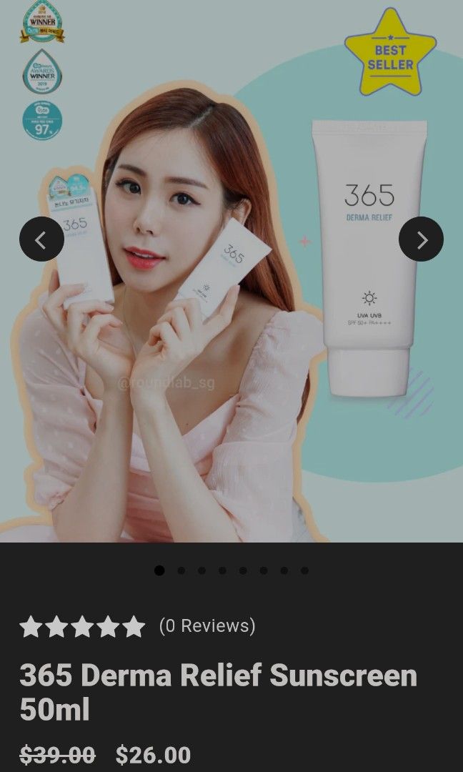 Round lab 365 derma relief sunscreen, Beauty & Personal Care, Face, Face Care on Carousell