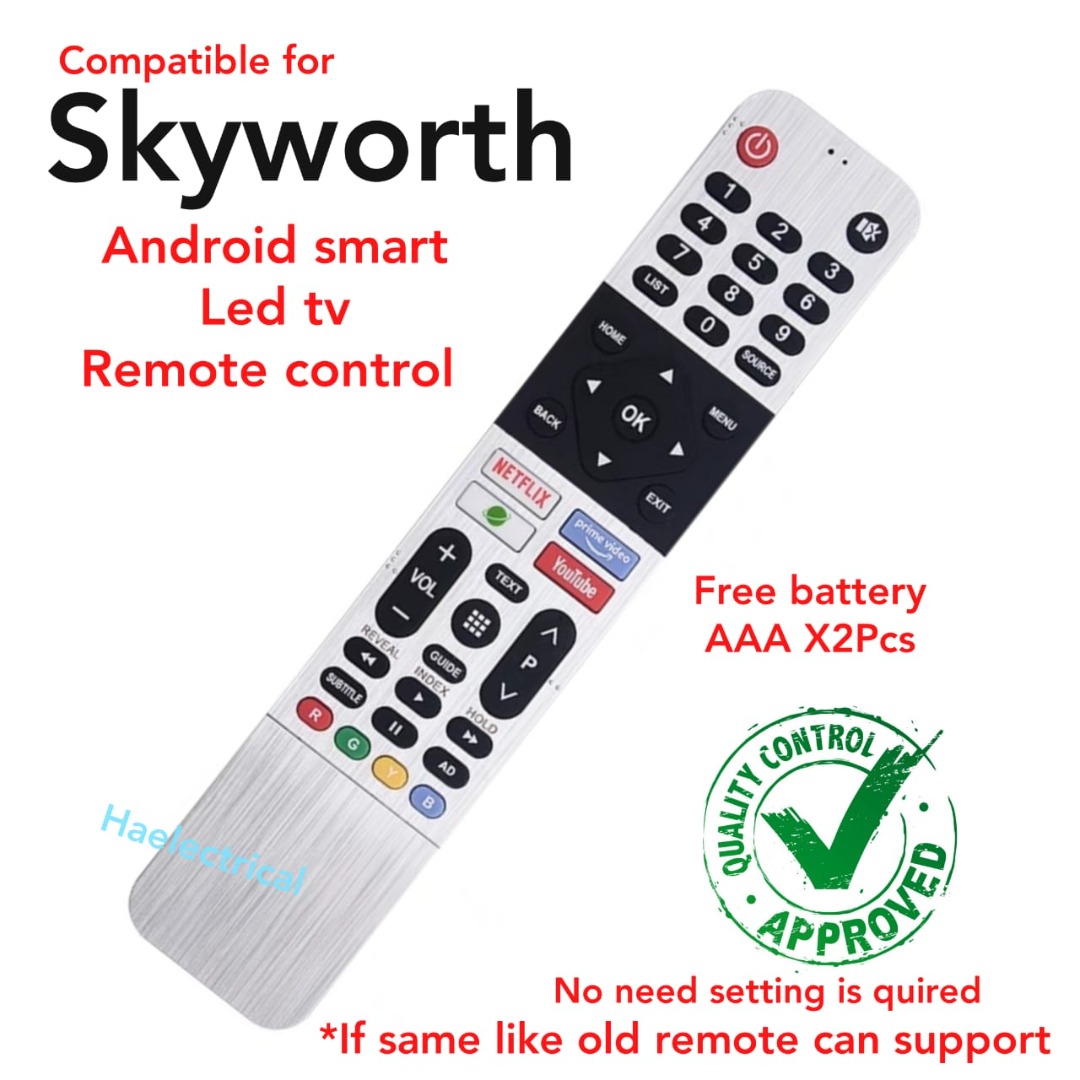 Skyworth Smart TV Remote Control NETFLIX YOUTUBE PRIME VIDEO BUTTON, TV ...