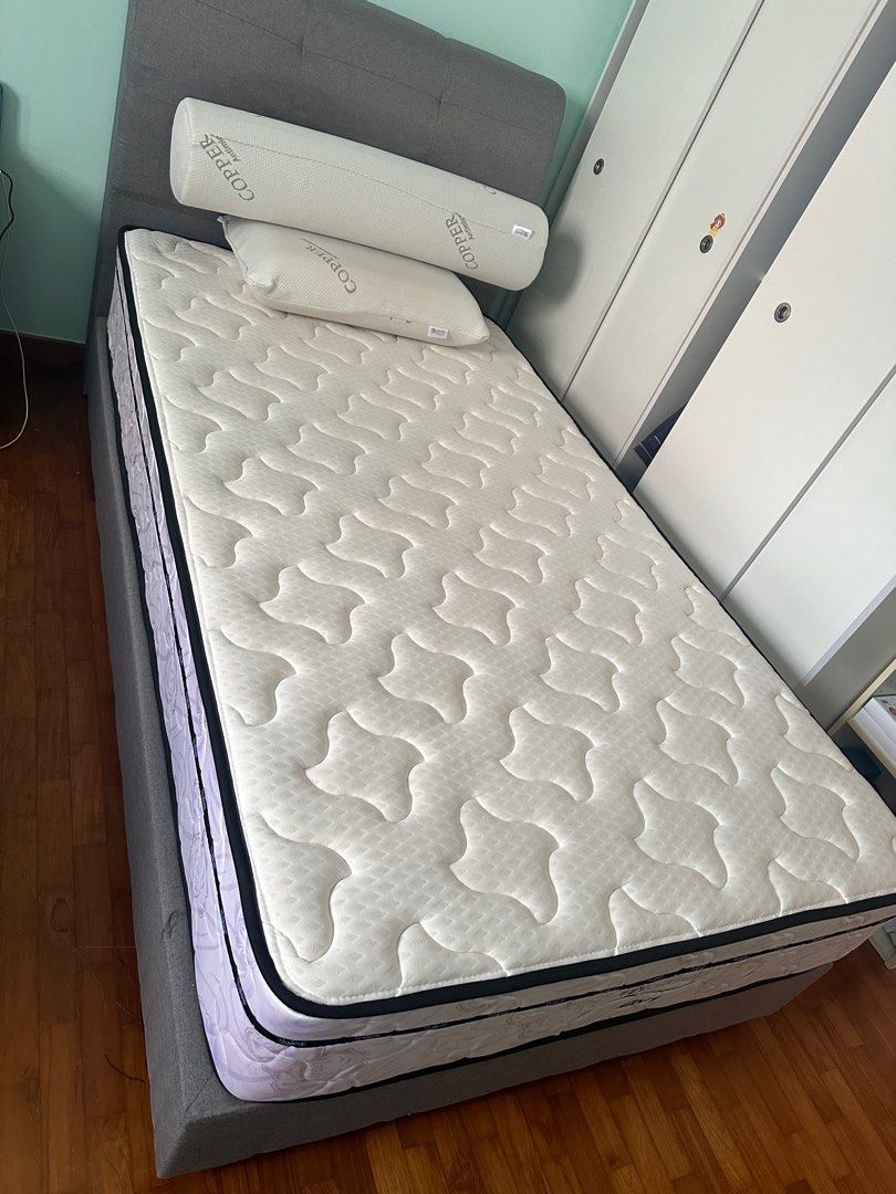 Super single bed with mattress, Furniture & Home Living, Furniture, Bed ...