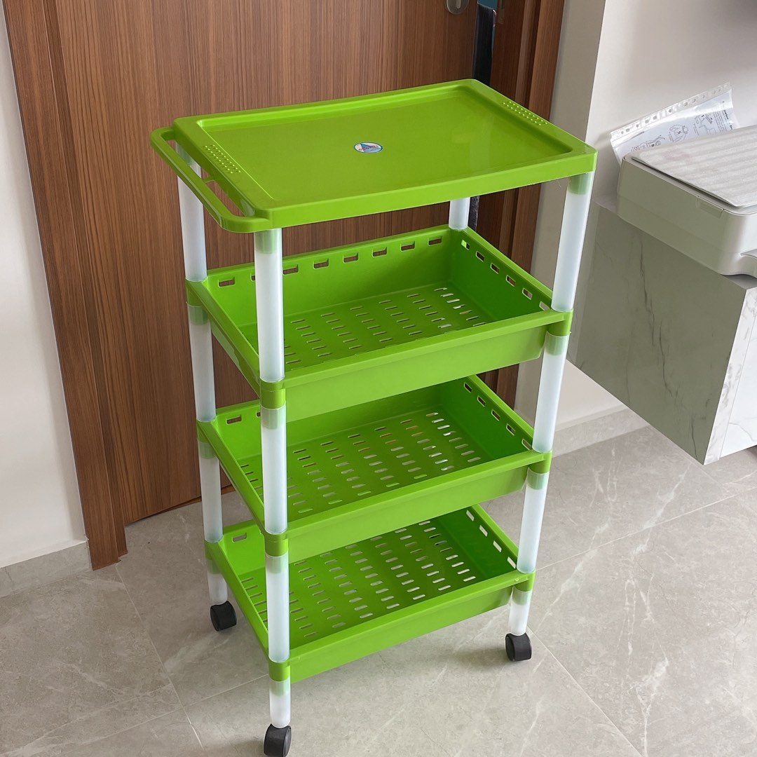 Toyogo Plastic Kitchen Dim Sum Snacks 4 Tier Trolley (Green), Furniture ...