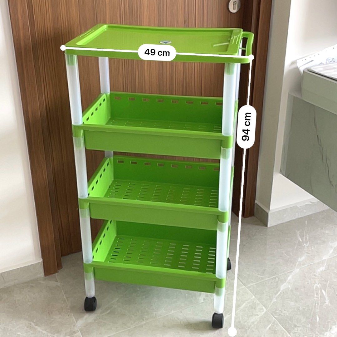 Toyogo Plastic Kitchen Dim Sum Snacks 4 Tier Trolley (Green), Furniture ...