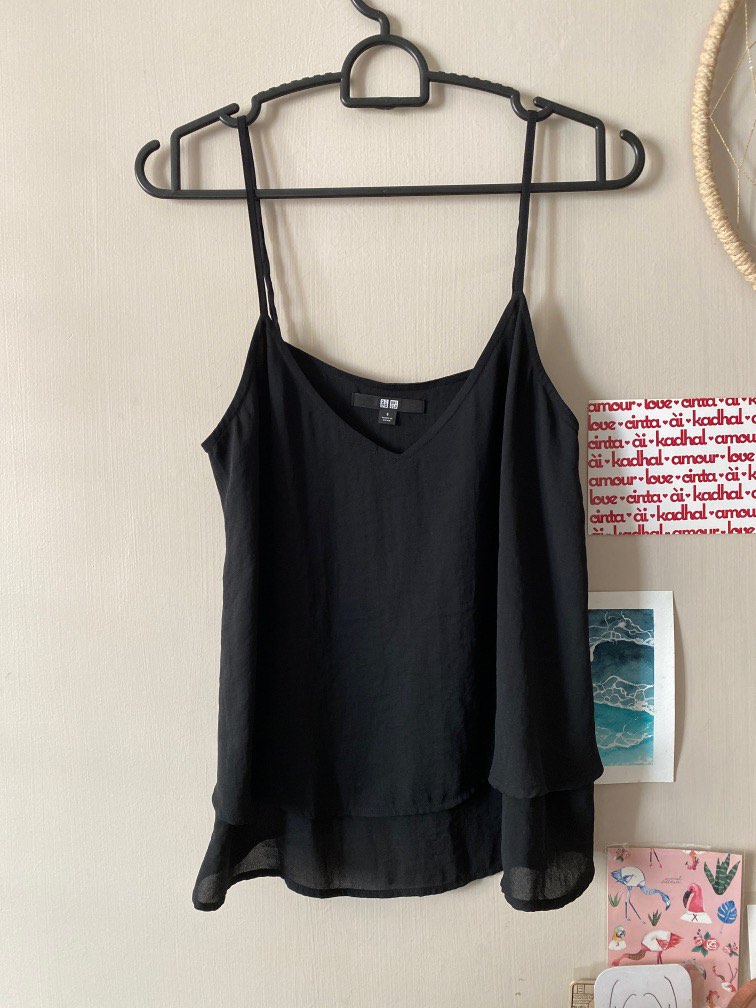 UNIQLO Black Cami Top, Women's Fashion, Tops, Sleeveless on Carousell