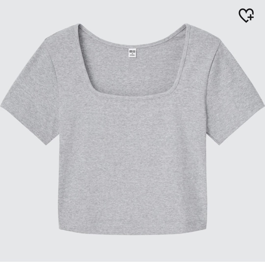 Uniqlo cropped square neck, Women's Fashion, Tops, Shirts on Carousell