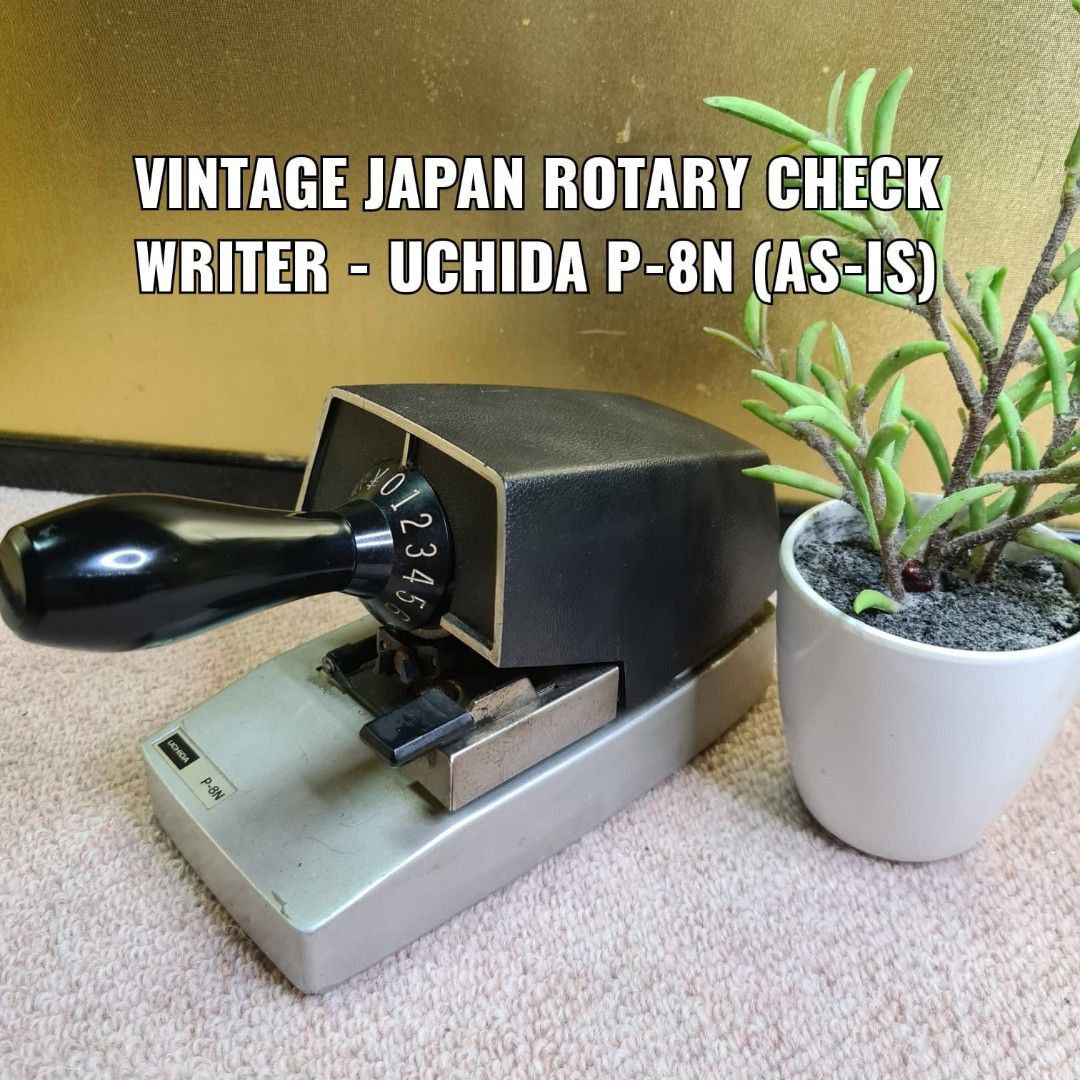 VINTAGE JAPAN ROTARY CHECK WRITER - UCHIDA P-8N (AS-IS), Furniture & Home Living, Home ...