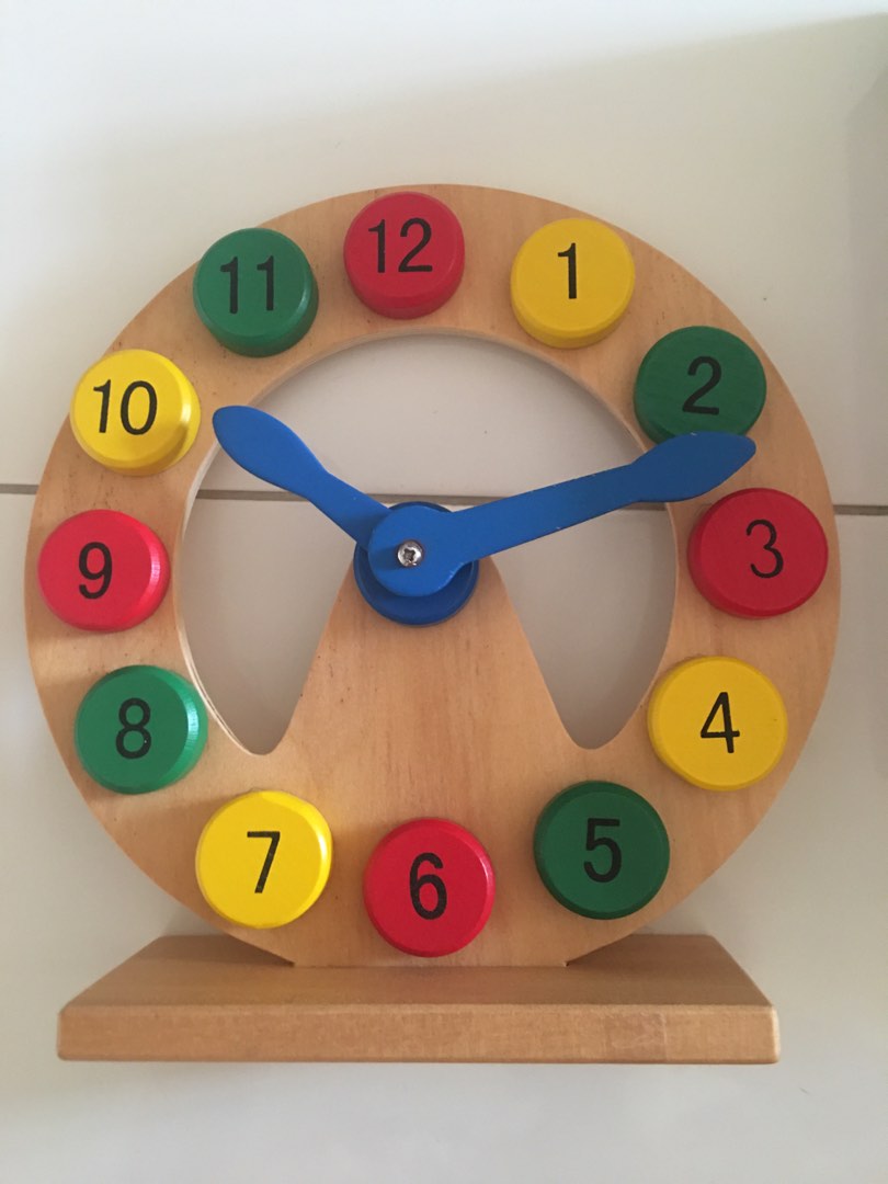 Wooden Clock For Early Learner & Wooden block set (imagination ...