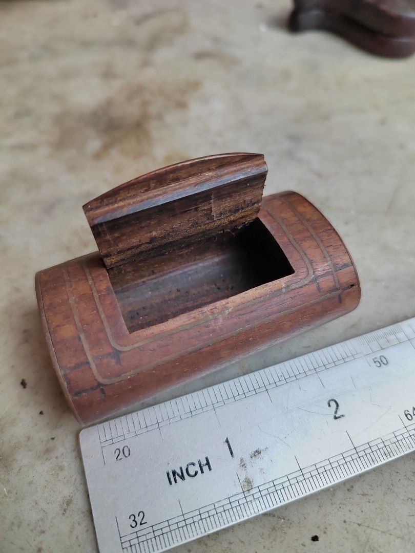Wooden snuff box with brass inlay, Hobbies & Toys, Collectibles ...
