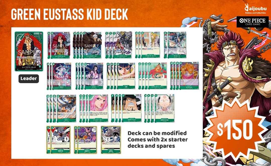 WTS One Piece TCG Eustass Kid Green deck, Hobbies & Toys, Toys & Games ...