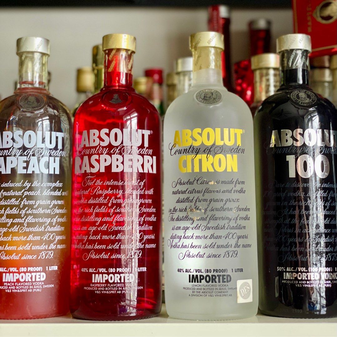 1L Absolut Vodka Plain Vanilla peach citron raspberry Watkins Peppar ...