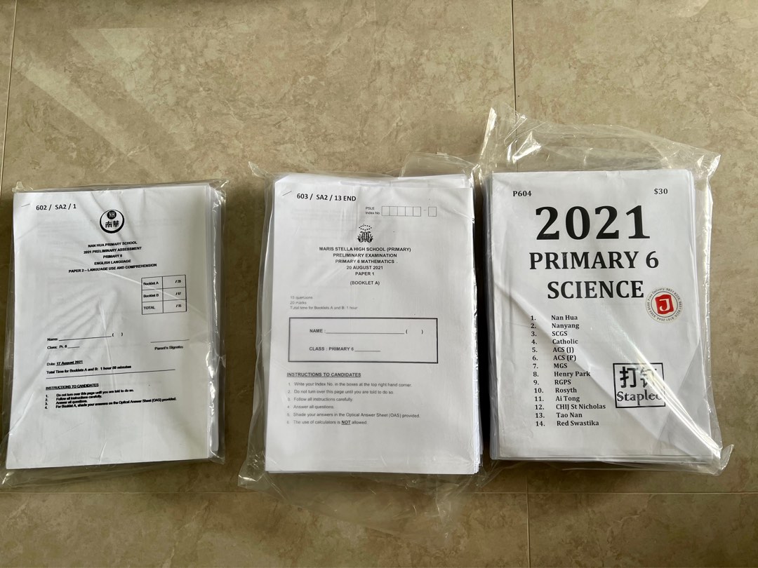 2021 PSLE English Maths Science Exam Papers, Hobbies & Toys, Books ...