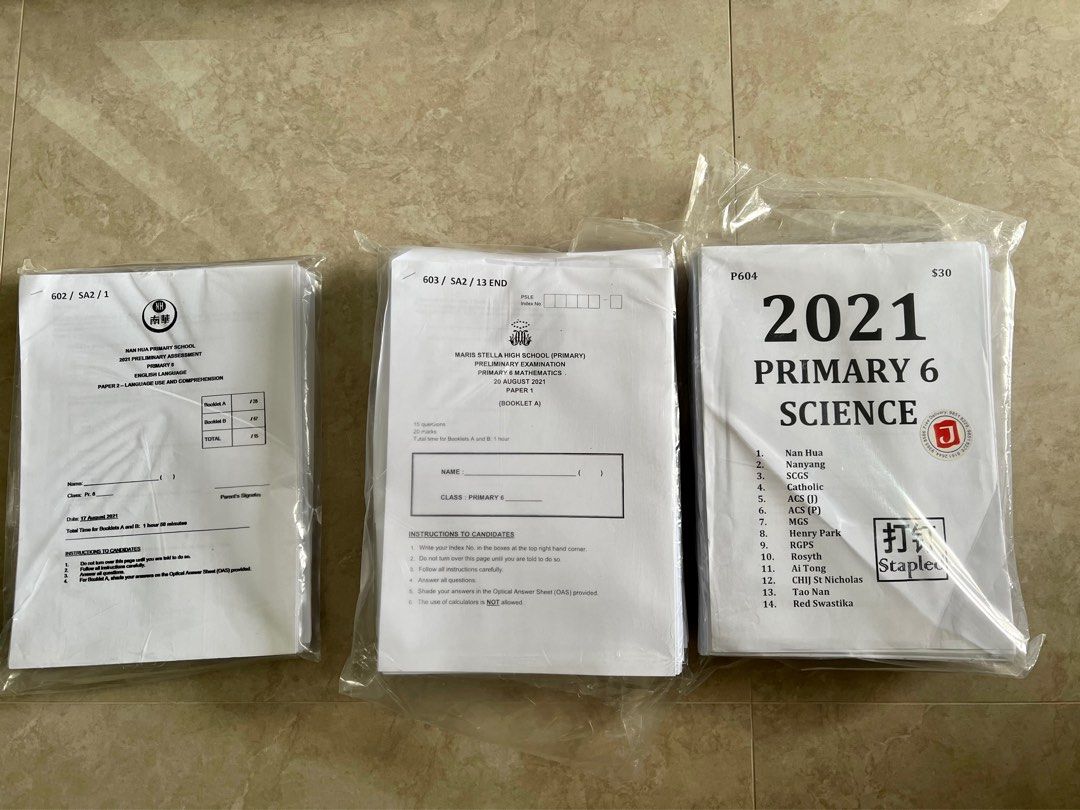 2021 PSLE English Maths Science Exam Papers, Hobbies & Toys, Books ...