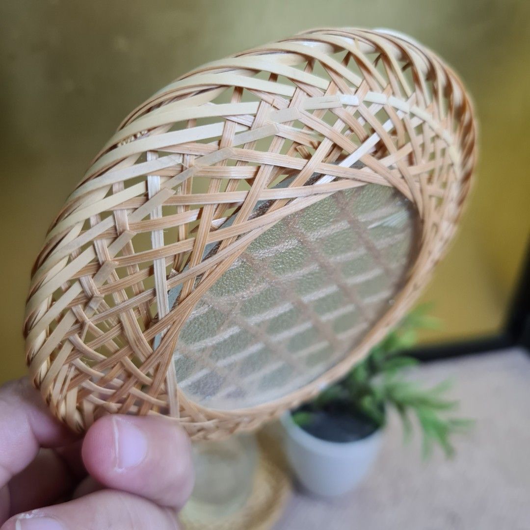 4 SETS FRESCA TALL CURVY DRINKING GLASS WITH NATIVE RATTAN COASTERS ...