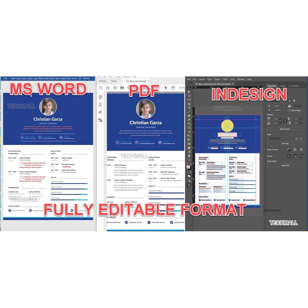 50 Modern and Minimalist Resume Template Editable | MS Word | AI ...