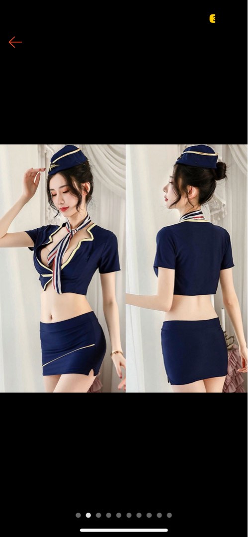 Airline Stewardess Costume Cosplay Sexy Sleepwear Uniform Role Play 2181