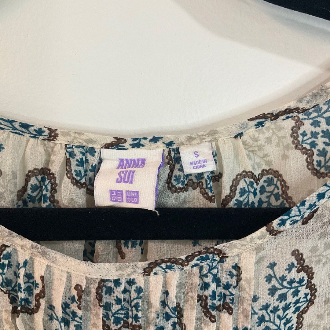 Anna Sui X Uniqlo Chiffon Floral Ruffled Hem Blouse - Anna Sui Top ...