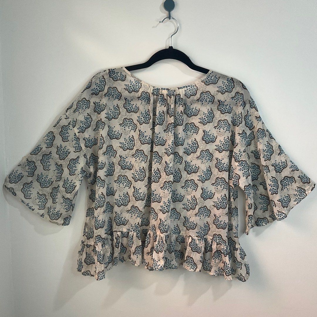Anna Sui X Uniqlo Chiffon Floral Ruffled Hem Blouse - Anna Sui Top ...