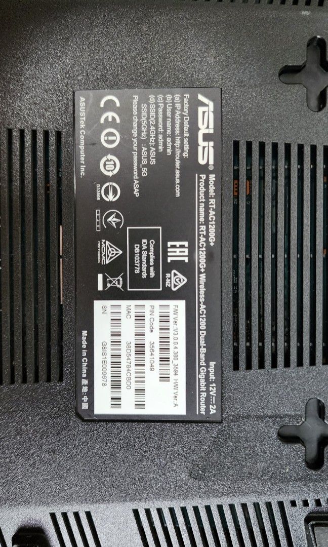 Asus RT-AC1200+ AC1200 WiFi Router, Computers & Tech, Parts ...