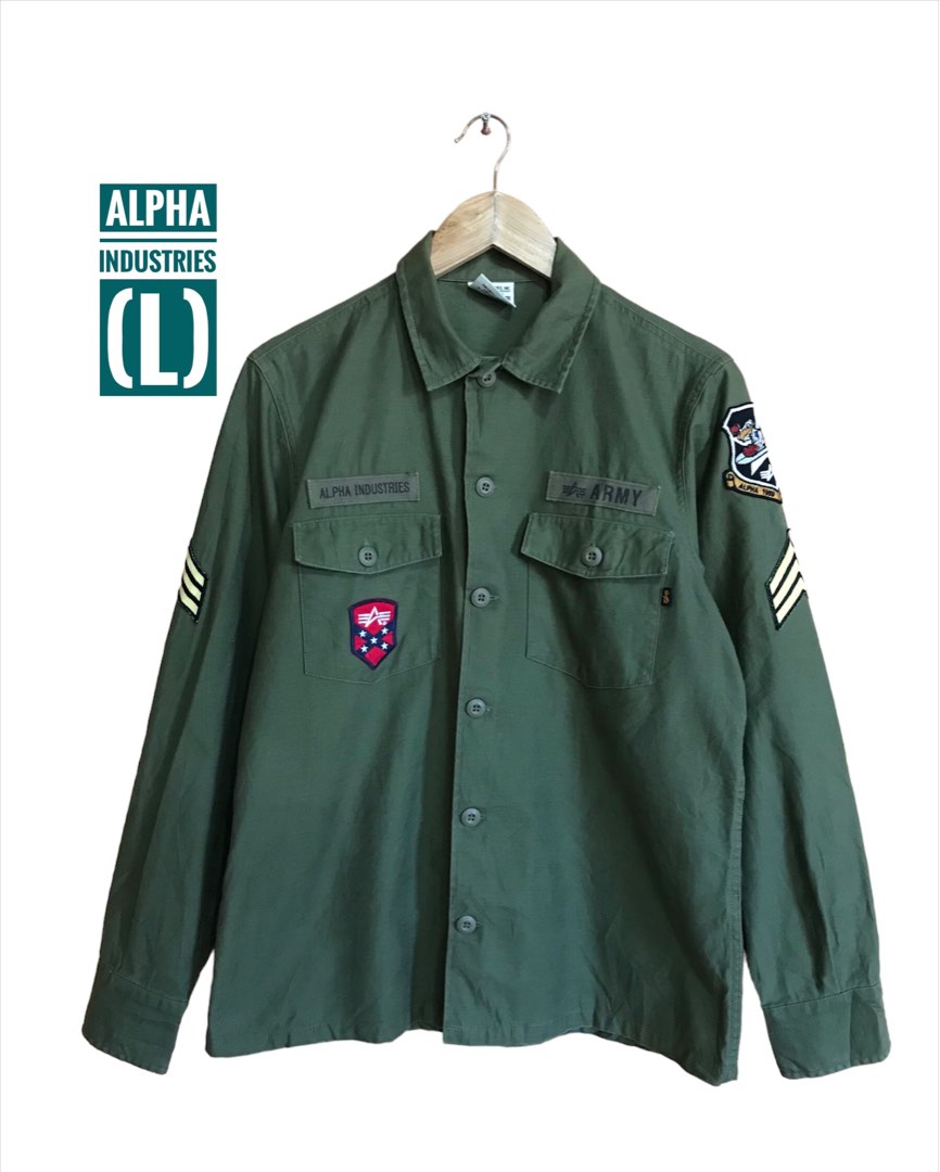 Authentic ALPHA INDUSTRIES Army Green Military Jacket, Men's Fashion ...