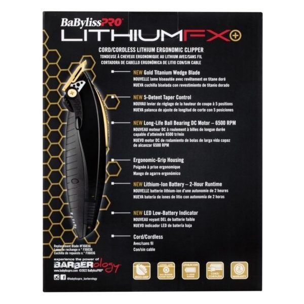 Babyliss pro lithium fx cord/codless lithium ergonomic clipper fx673N ...