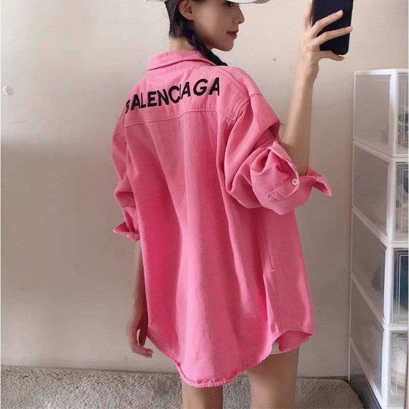 BALENCIAGA PINK BF SHIRT / JACKET, Women's Fashion, Tops, Longsleeves ...