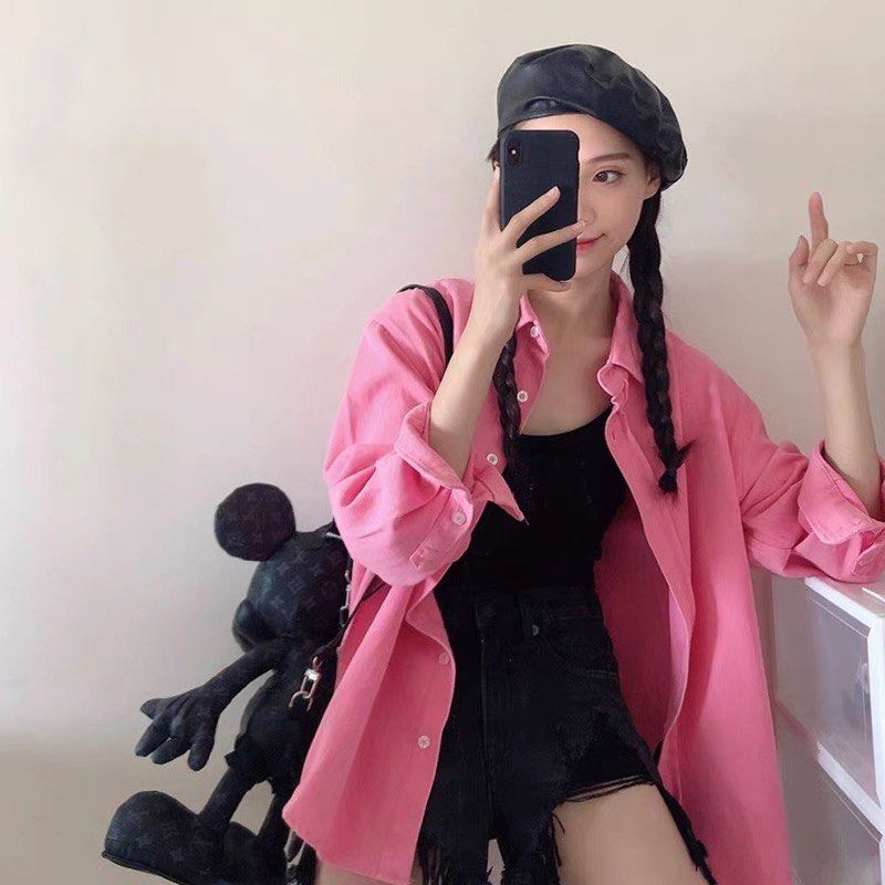 BALENCIAGA PINK BF SHIRT / JACKET, Women's Fashion, Tops, Longsleeves ...