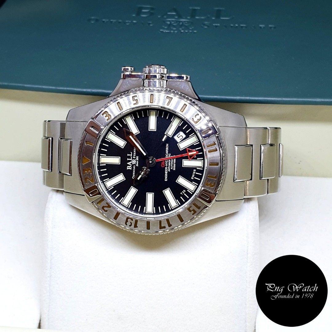 Ball 40mm Stainless Steel Black Dial Engineer Hydrocarbon GMT Black ...