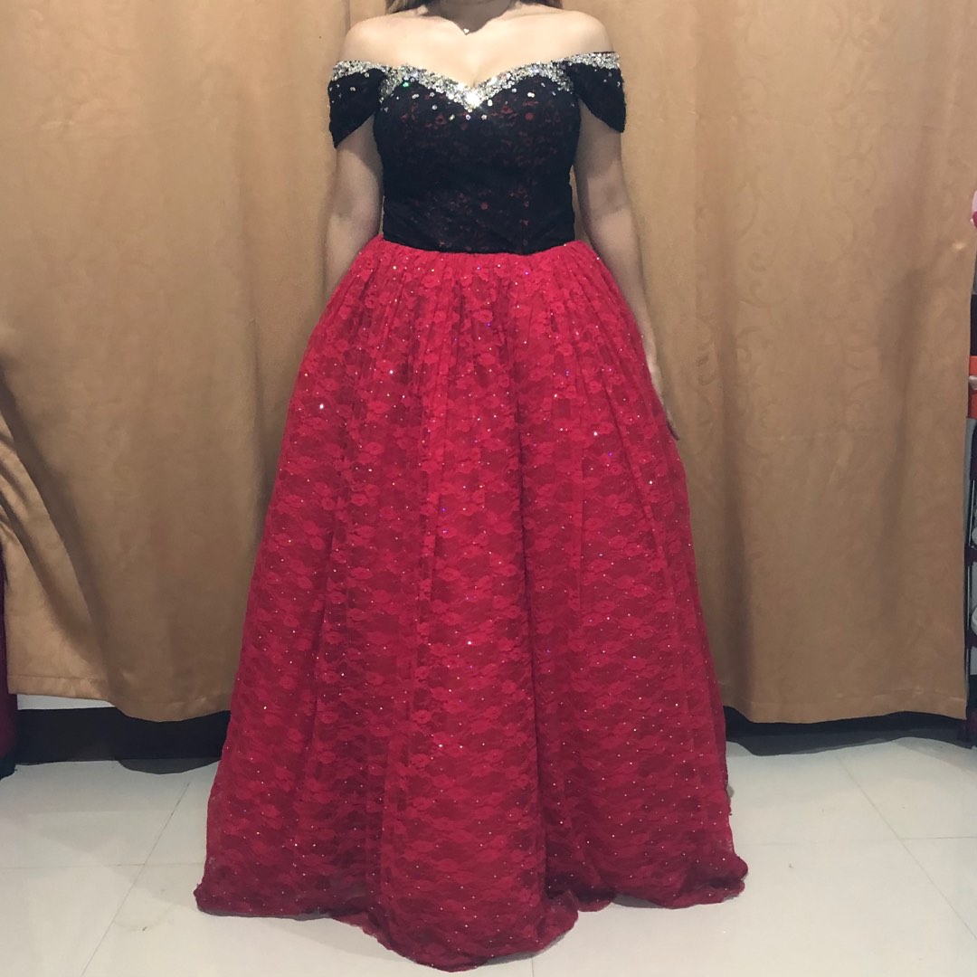 Ball Gown Black and Red, Women's Fashion, Dresses & Sets, Evening ...