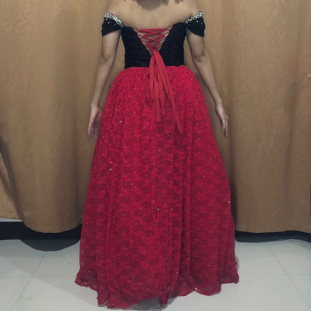 Ball Gown Black and Red, Women's Fashion, Dresses & Sets, Evening ...
