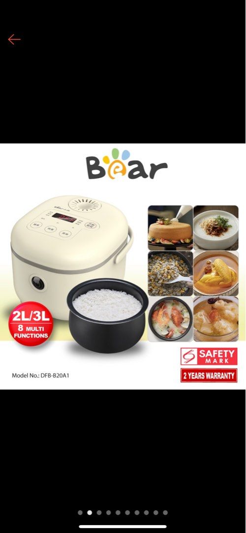 BEAR Rice Cooker Digital Multi Function 2.0L/3.0L (DFB-B20A1 ...
