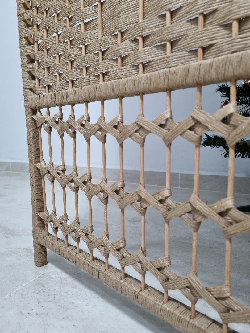 Big Rattan Partition Wall (4 Panels), Furniture & Home Living ...