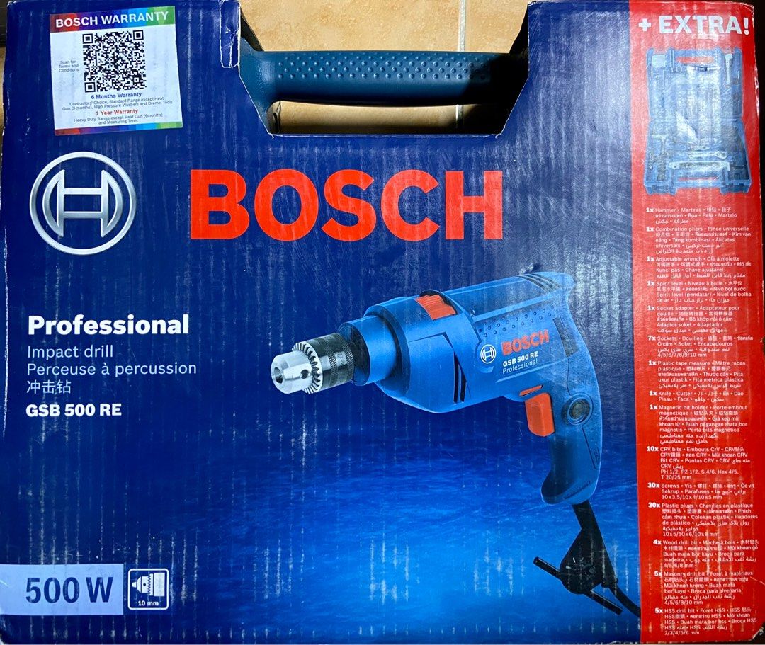 Bosch Impact drill set GSB 500RE orig with hard case, Commercial & Industrial, Construction ...