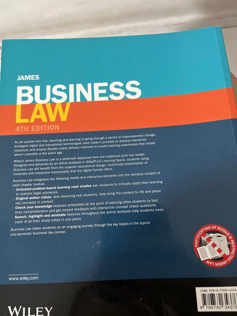 Business Law by Nickolas James 4th Edition, Hobbies & Toys, Books ...