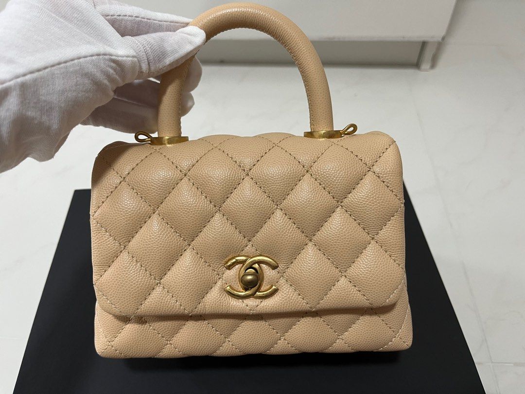 Chanel coco handle extra mini beige, Luxury, Bags & Wallets on Carousell
