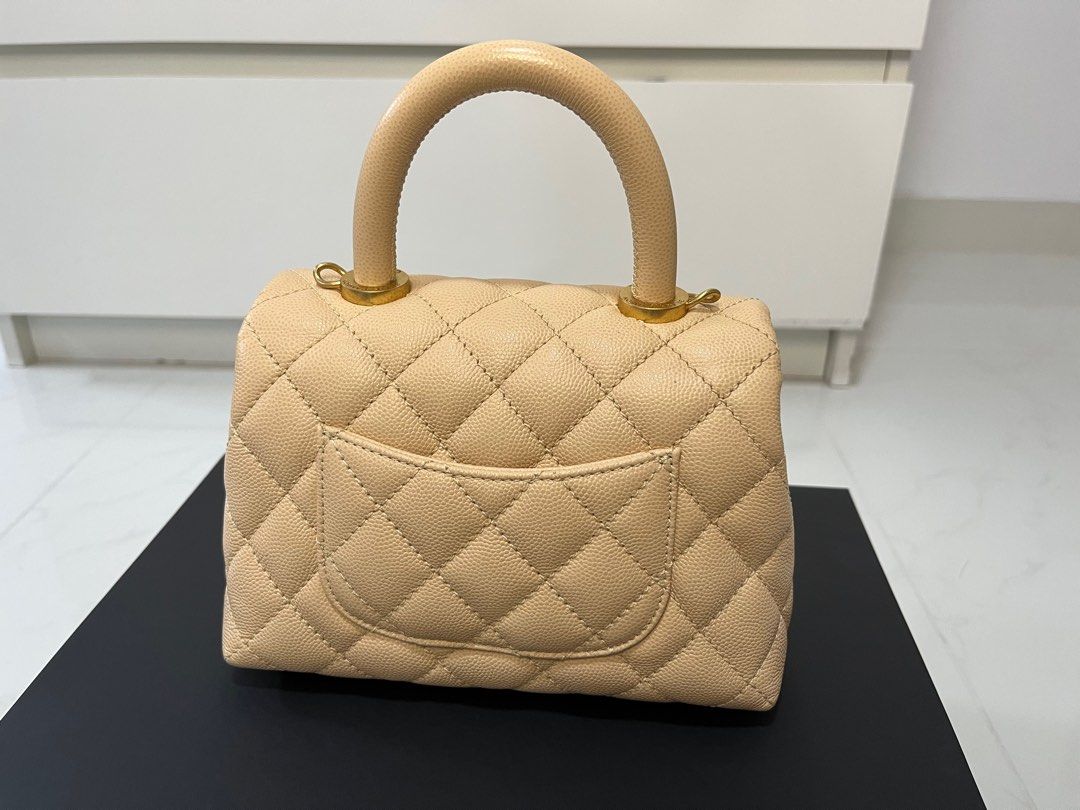 Chanel coco handle extra mini beige, Luxury, Bags & Wallets on Carousell