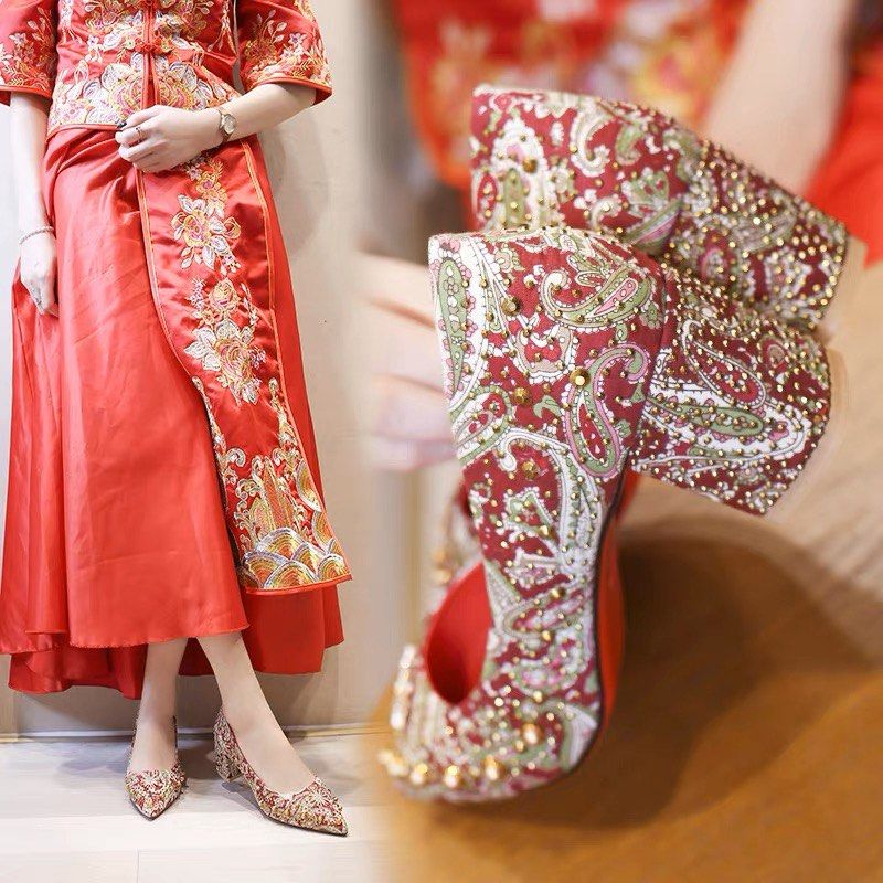 Chinese wedding shoes, Women's Fashion, Footwear, Heels on Carousell