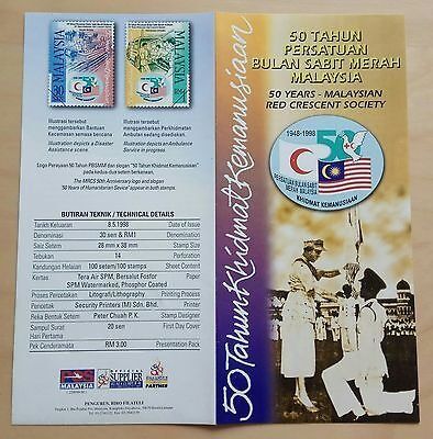 FDC Malaysia- 50 Tahun Persatuan Bulan Sabit Merah Malaysia 1998 ...