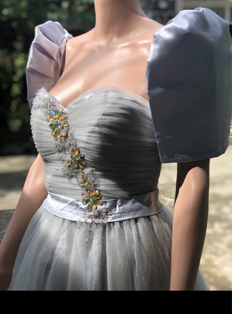 Filipiniana Gray Cocktail Dress, Women's Fashion, Dresses & Sets ...