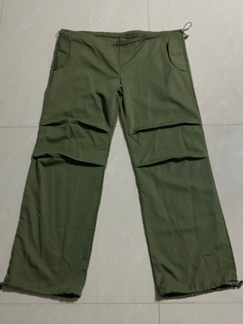 Vintage Green Parachute Pants, Men's Fashion, Bottoms, Trousers on Carousell