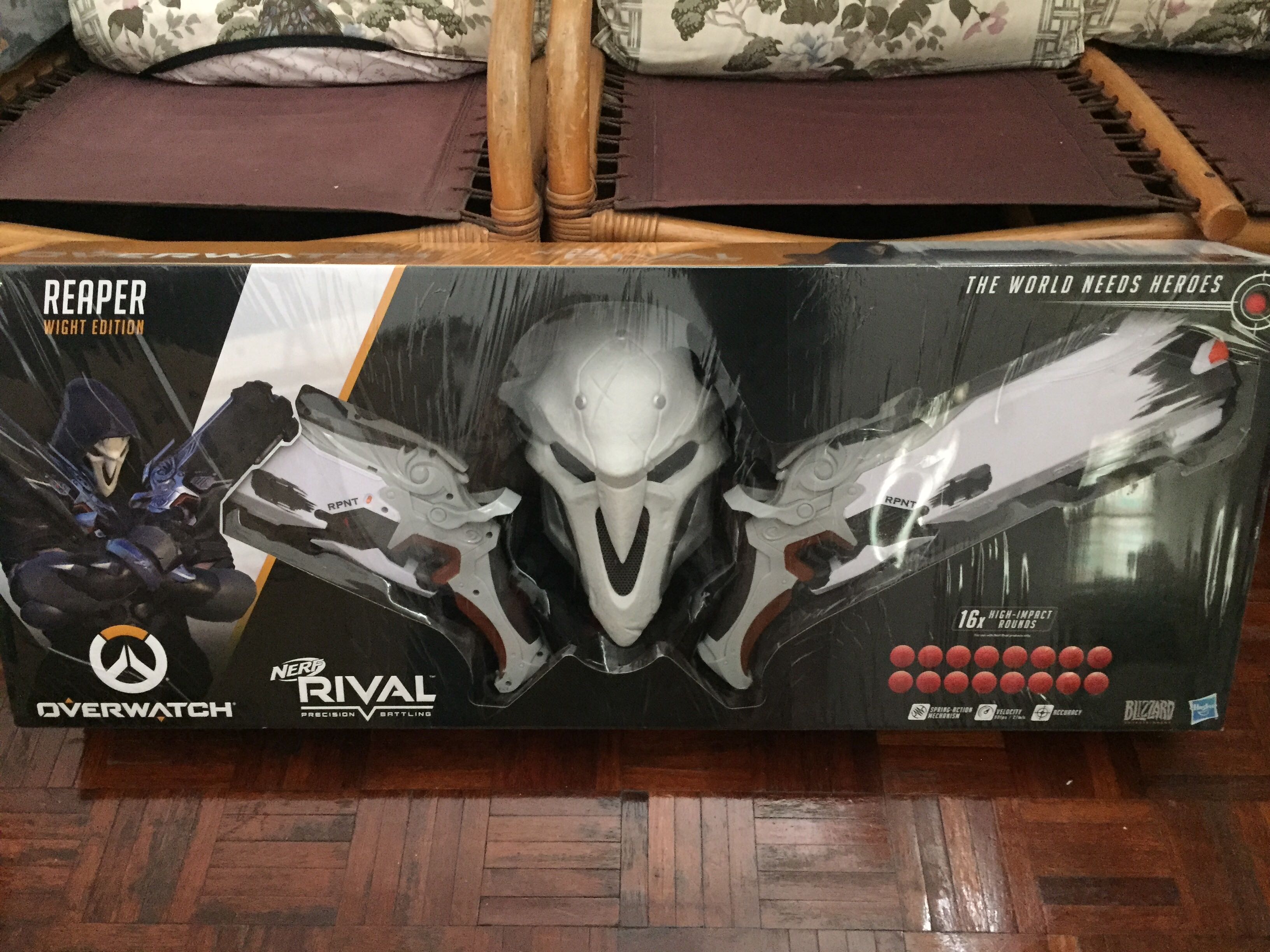 Hasbro Overwatch Reaper Nerf Rival Twin Blaster Pistol Replica & Face ...