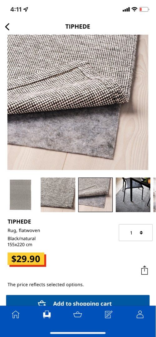 IKEA Tiphede Rug 155 x 220cm, Furniture & Home Living, Home Decor ...